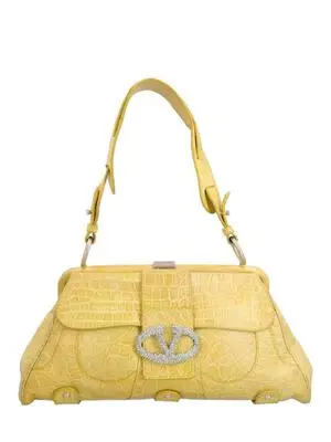 Valentino Garavani 2000 Crocodile-embossed Shoulder Bag - Yellow