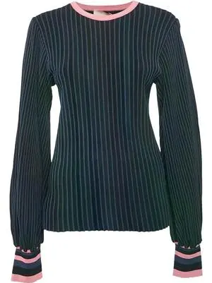 ROKSANDA Ribbed Striped Top - Black