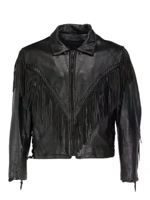 A.N.G.E.L.O. VINTAGE CULT 1990s Fringed Leather Jacket - Black