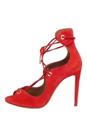 AQUAZZURA 100mm Tango Laced Sandals - Red