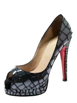 CHRISTIAN LOUBOUTIN 130mm Crocodile-embossed Pumps - Grey