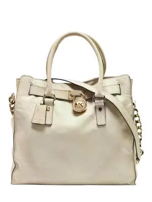 Michael Kors Padlock Leather Tote Bag - Neutrals