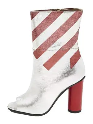 ANYA HINDMARCH 100mm Striped Peep-toe Ankle Boots - Grey