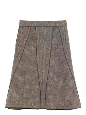 Prada 2000s Mini-check Midi Skirt - Brown