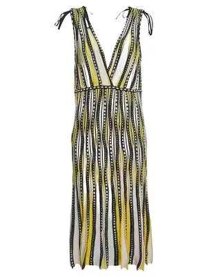 Missoni Striped Pleated Midi Dress - Yellow