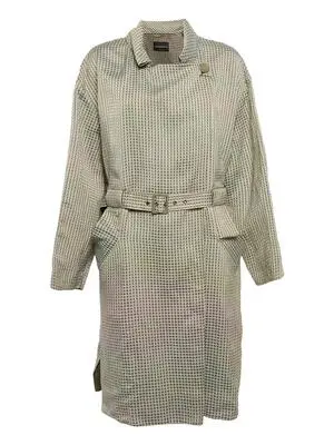 Emporio Armani Gingham Belted Coat - Neutrals