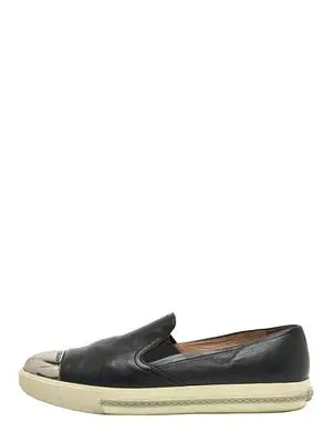 Miu Miu Leather Slip-on Sneakers - Black