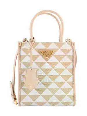 Prada Symbole Shopper Tote Jacquard Mini Crossbody Bag - Neutrals