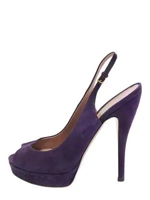 Gucci 115mm Suede Platform Pumps - Purple