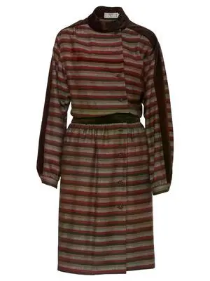 Valentino Garavani Striped Midi Dress - Brown