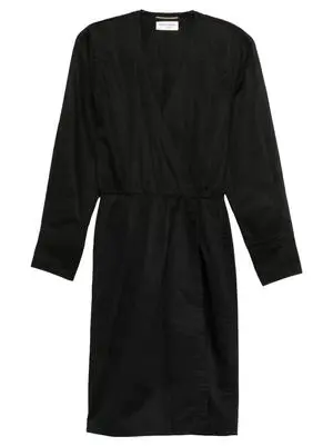 Saint Laurent Wrap-design Midi Dress - Black