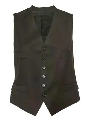 TOM FORD Wool Button Waistcoat - Black