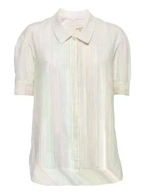 Max Mara Striped Puff-sleeve Shirt - White