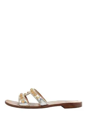 Prada Metallic Leather Sandals - Silver