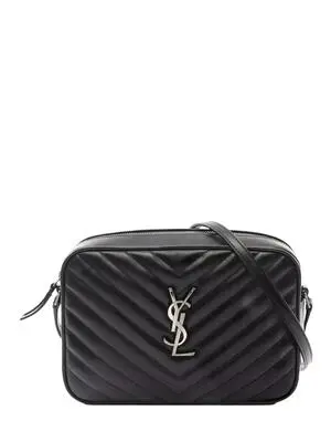 Saint Laurent Lou Roux Monogram Chevron Shoulder Bag - Black