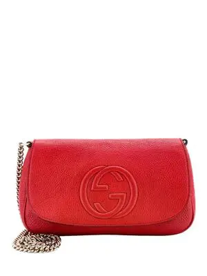 Gucci Soho Chain Leather Crossbody Bag - Red
