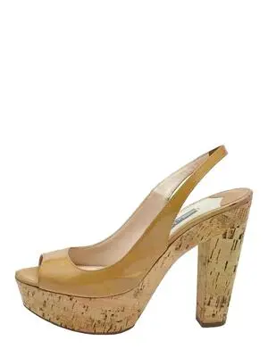 Prada 125mm Platform Peep-toe Slingback Pumps - Neutrals