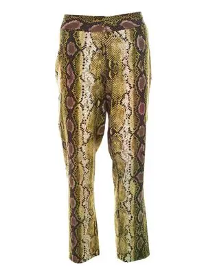 Michael Kors Snakeskin-print High-waist Trousers - Brown
