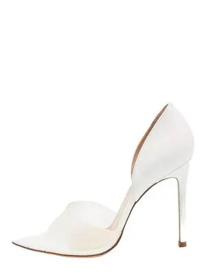 GIANVITO ROSSI Patent Leather Pumps With Clear Panel - White