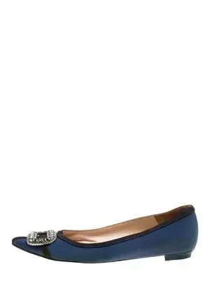 Manolo Blahnik Hangisi Crystal-buckle Loafers - Blue