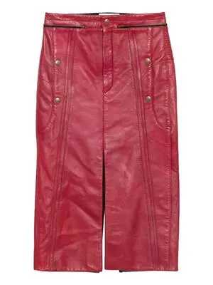 Chloé Leather Pencil Skirt - Red