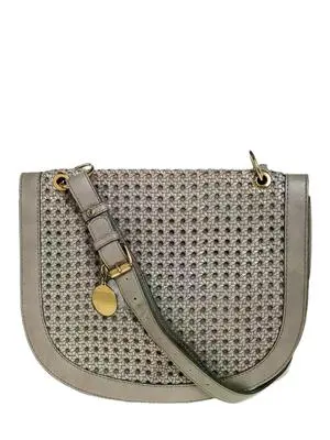 Stella McCartney Alexa Woven Leather Flap Crossbody Bag - Grey