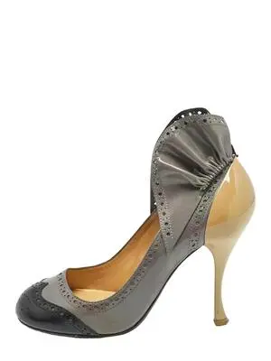 Miu Miu 95mm Leather Heeled Pumps - Grey
