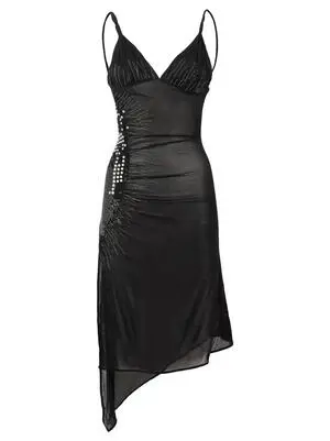 JULIEN MACDONALD Satin-finish Midi Dress With Crystal Embellishments - Black