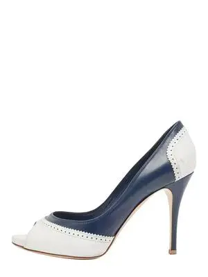 GIANVITO ROSSI Leather Peep-toe Pumps - Blue