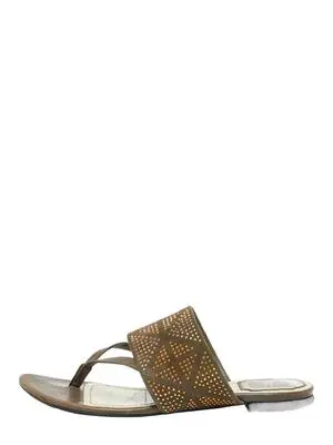 Dior Stud-embellished Flat Sandals - Green