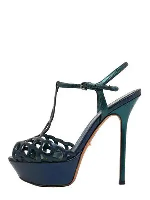 SERGIO ROSSI 130mm Platform T-strap Sandals - Green