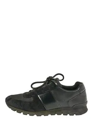Prada Leather Panelled Sneakers - Black