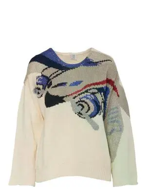 KRIZIA Patterned Intarsia Knit Sweater - Neutrals