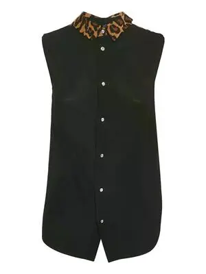 Miu Miu Leopard-collar Sleeveless Shirt - Black