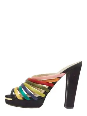 Fendi Satin Heeled Sandals - Green