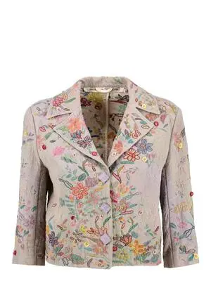 Aspesi Floral-embroidered Blazer - Neutrals