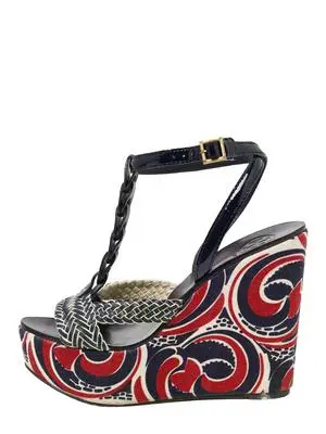 Tory Burch Braided-strap Wedge Sandals - Blue