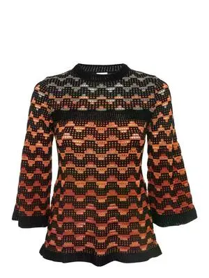 Missoni Geometric-pattern Bell-sleeves Top - Orange