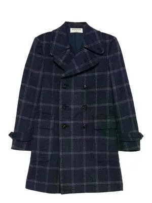 A.N.G.E.L.O. VINTAGE CULT 1970s Checked Double-breasted Coat - Blue