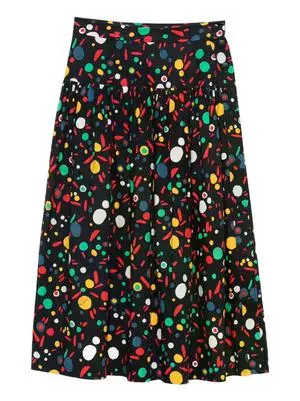 SAINT LAURENT 1980s Printed Cotton Skirt