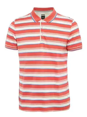 BOSS Pre-owned Striped Cotton Polo Shirt - Red