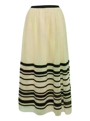 Red Valentino Vintage Pleated Striped Skirt - White