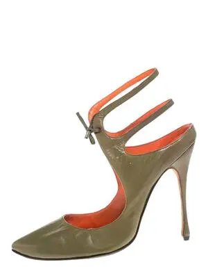Manolo Blahnik 115mm Patent Leather Cut-out Pumps - Green