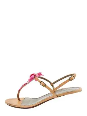 LANVIN 40mm Ruffled Thong Sandals - Brown
