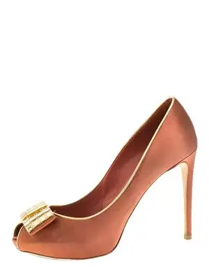 LOUIS VUITTON 110mm Leather Peep-toe Platform Pumps - Brown