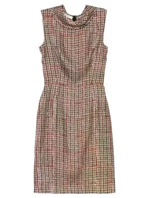 Prada 2000s Silk Houndstooth Dress - Brown