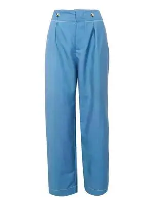 LANVIN Pleated Button-detail Trousers - Blue