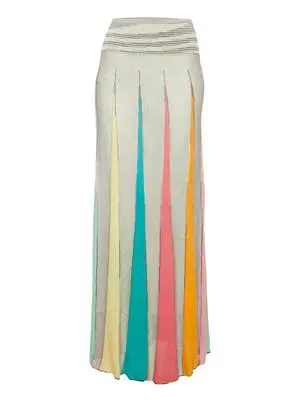 Missoni Vintage Striped Pleated Maxi Skirt - Grey