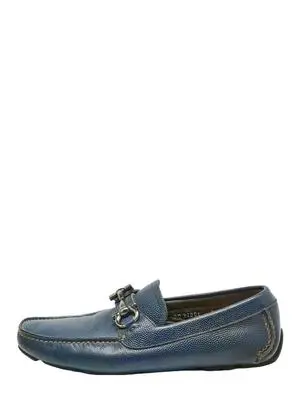 FERRAGAMO Gancini-buckle Leather Loafers - Blue