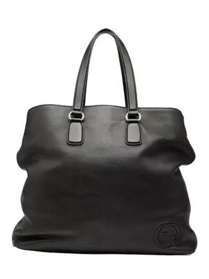 Gucci Leather Soho Open Tote Bag - Black